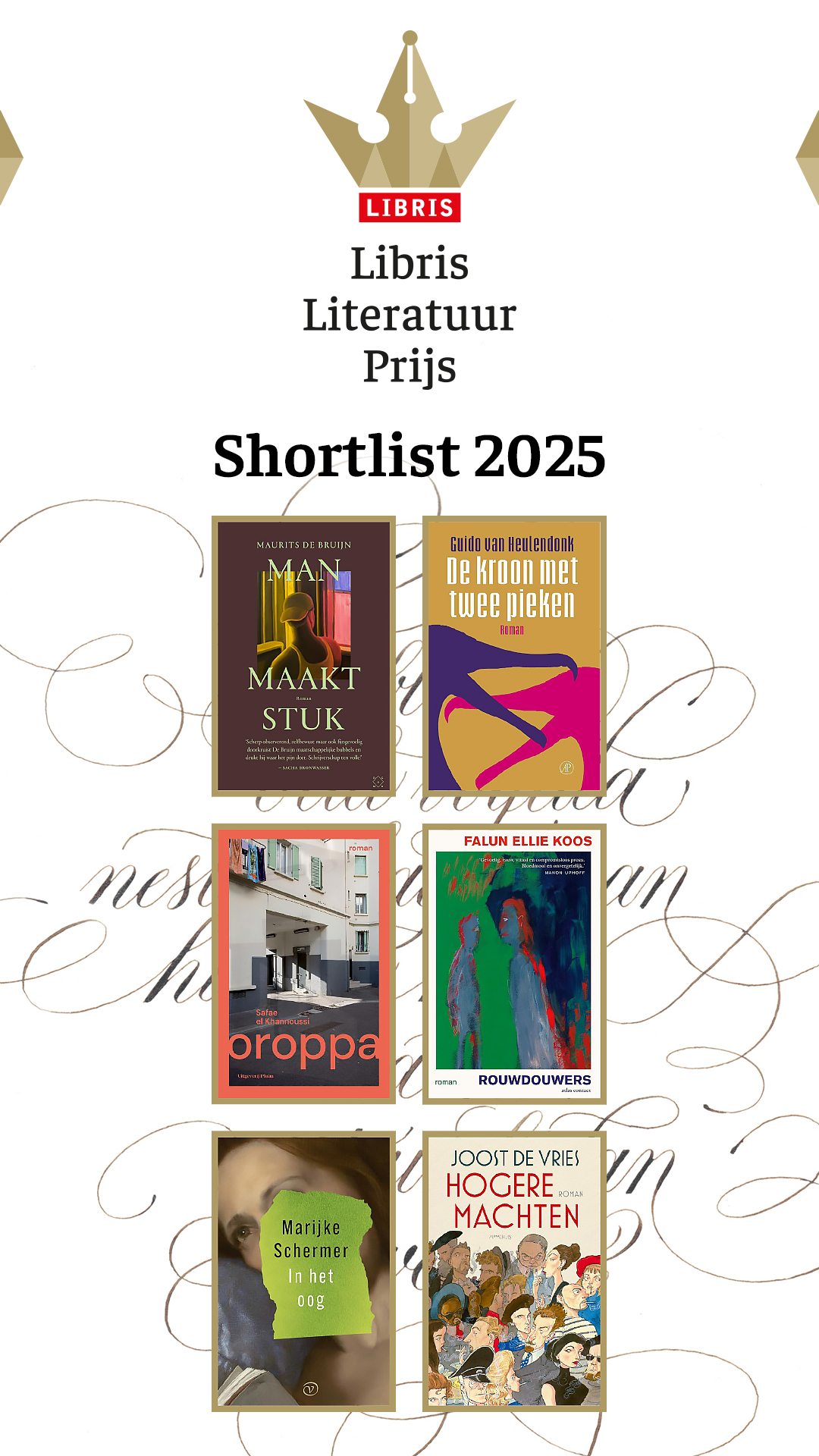 Dit is de shortlist 2025 - Libris Literatuur Prijs